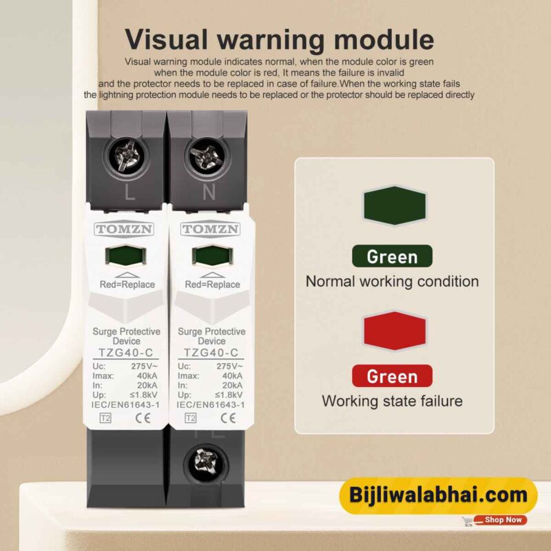 TOMZN AC SPD 2P 20KA~40KA 275V House Surge Protector Low-voltage ...