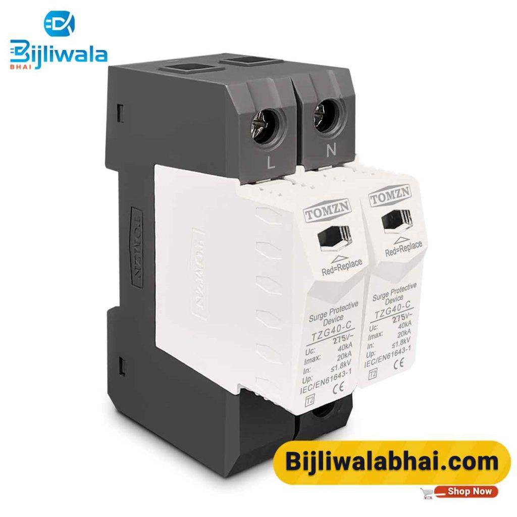 TOMZN AC SPD 2P 20KA~40KA 275V House Surge Protector Low-voltage Arrester Device - Bijli Wala Bhai