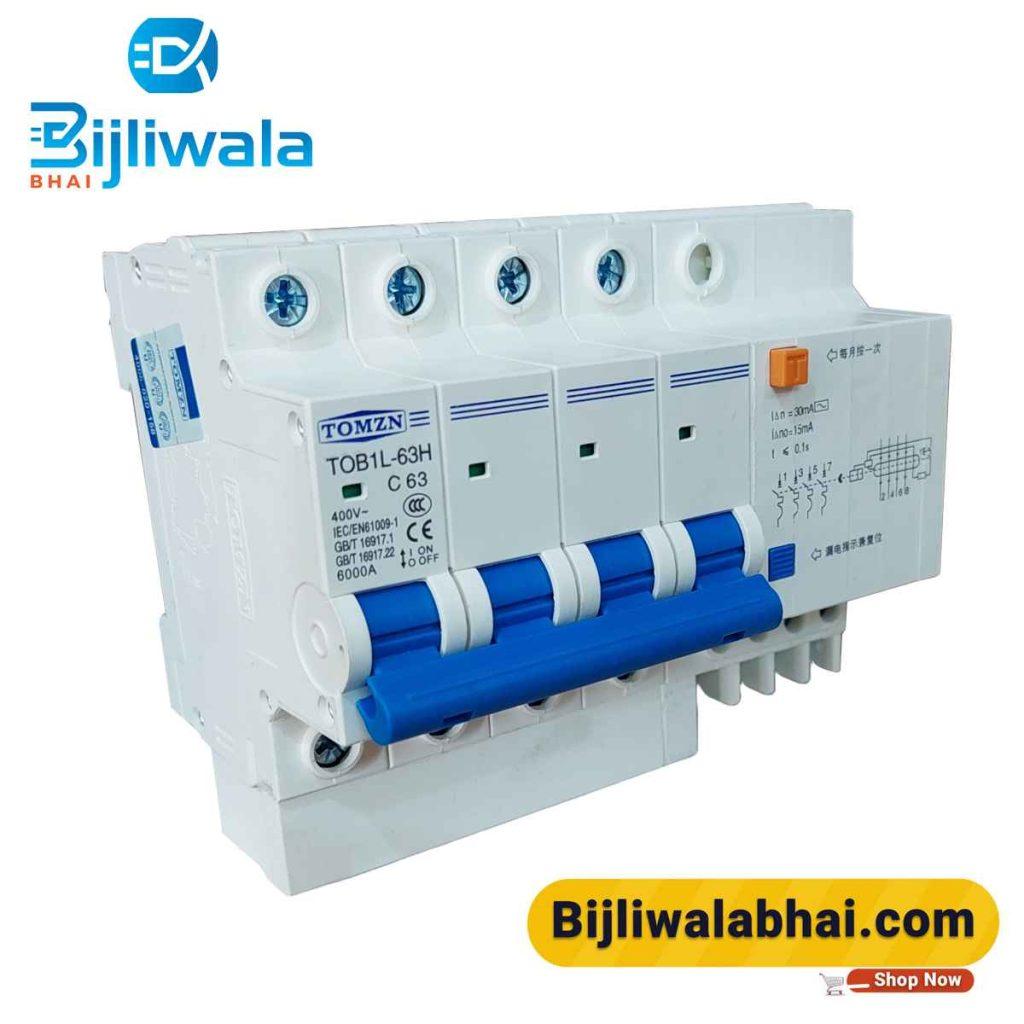 Three Phase 4pole RCBO Earth Leakage Breaker - Bijli Wala Bhai