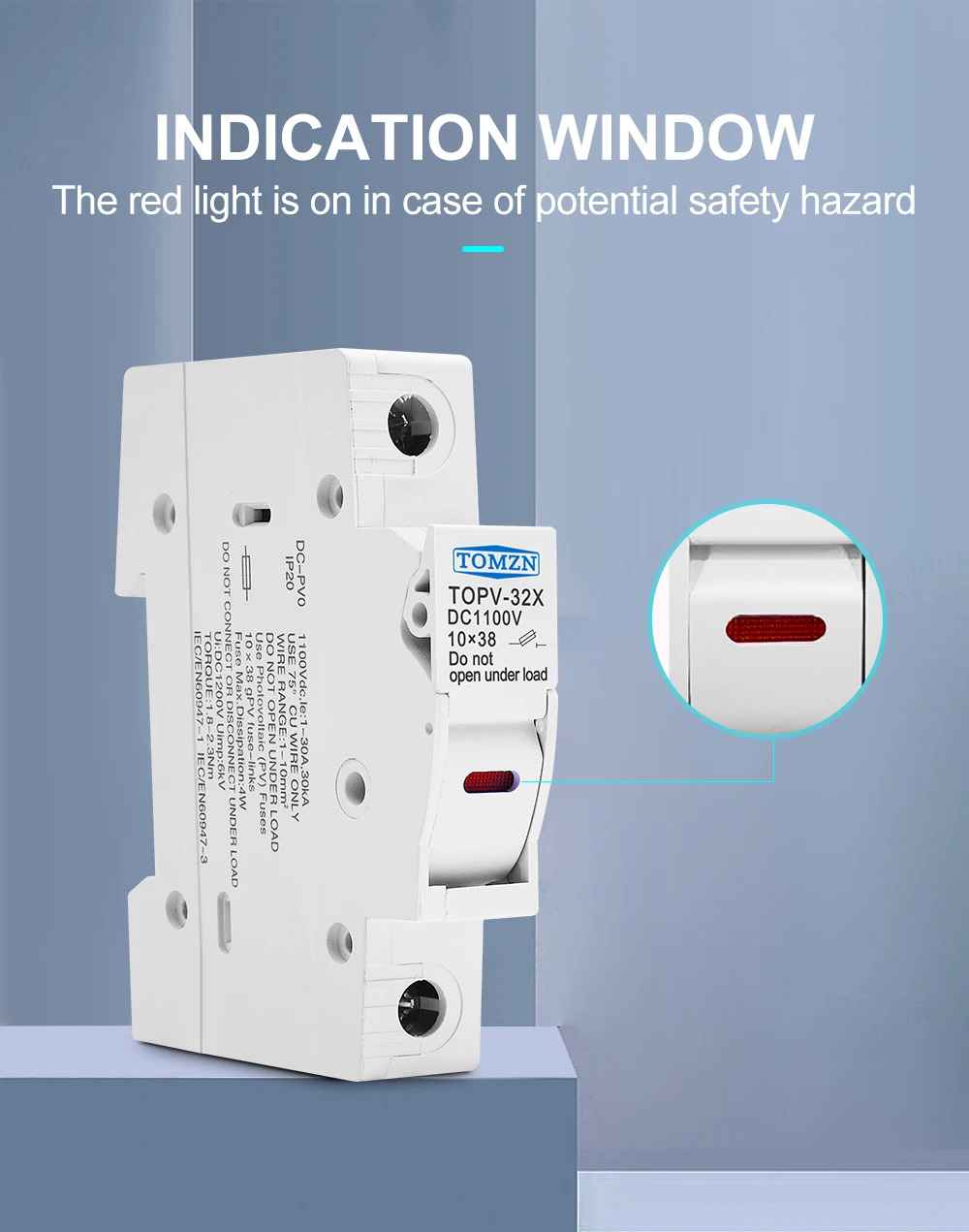 TOMZN DC Fuse Holder With Lamp 1000V PV safety - Bijli Wala Bhai